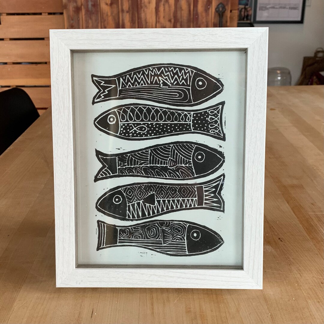 Fish Block Print 8x10 Print Available Framed or Unframed - Etsy