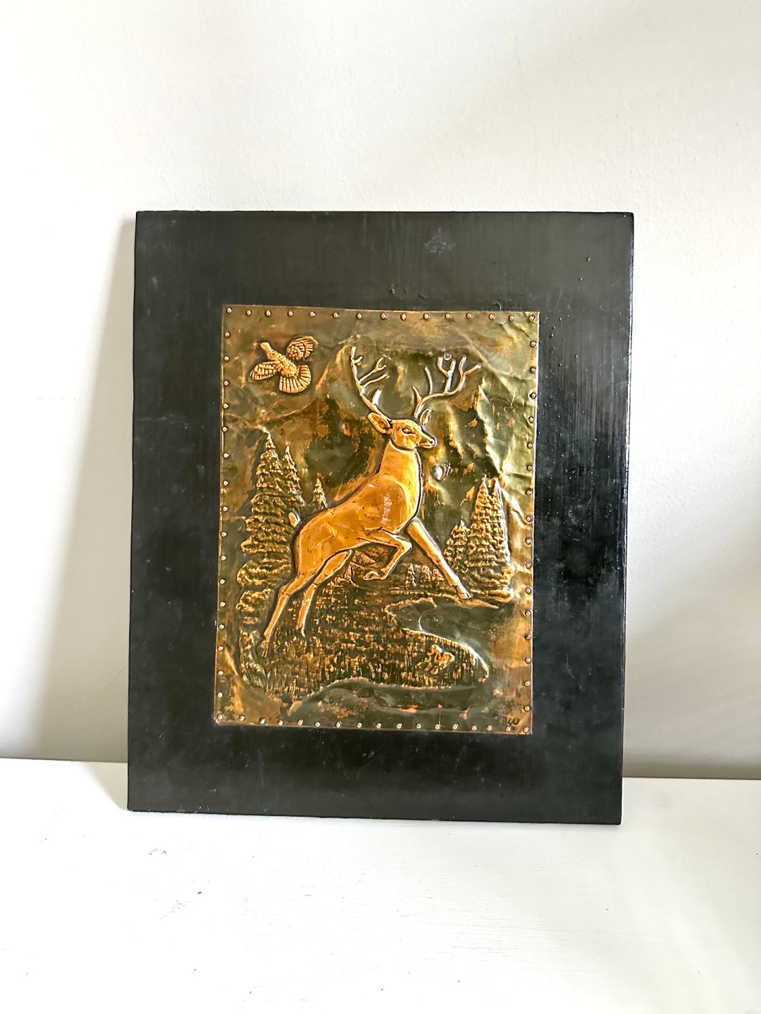 Vintage Embossed Copper Deer Art - Etsy
