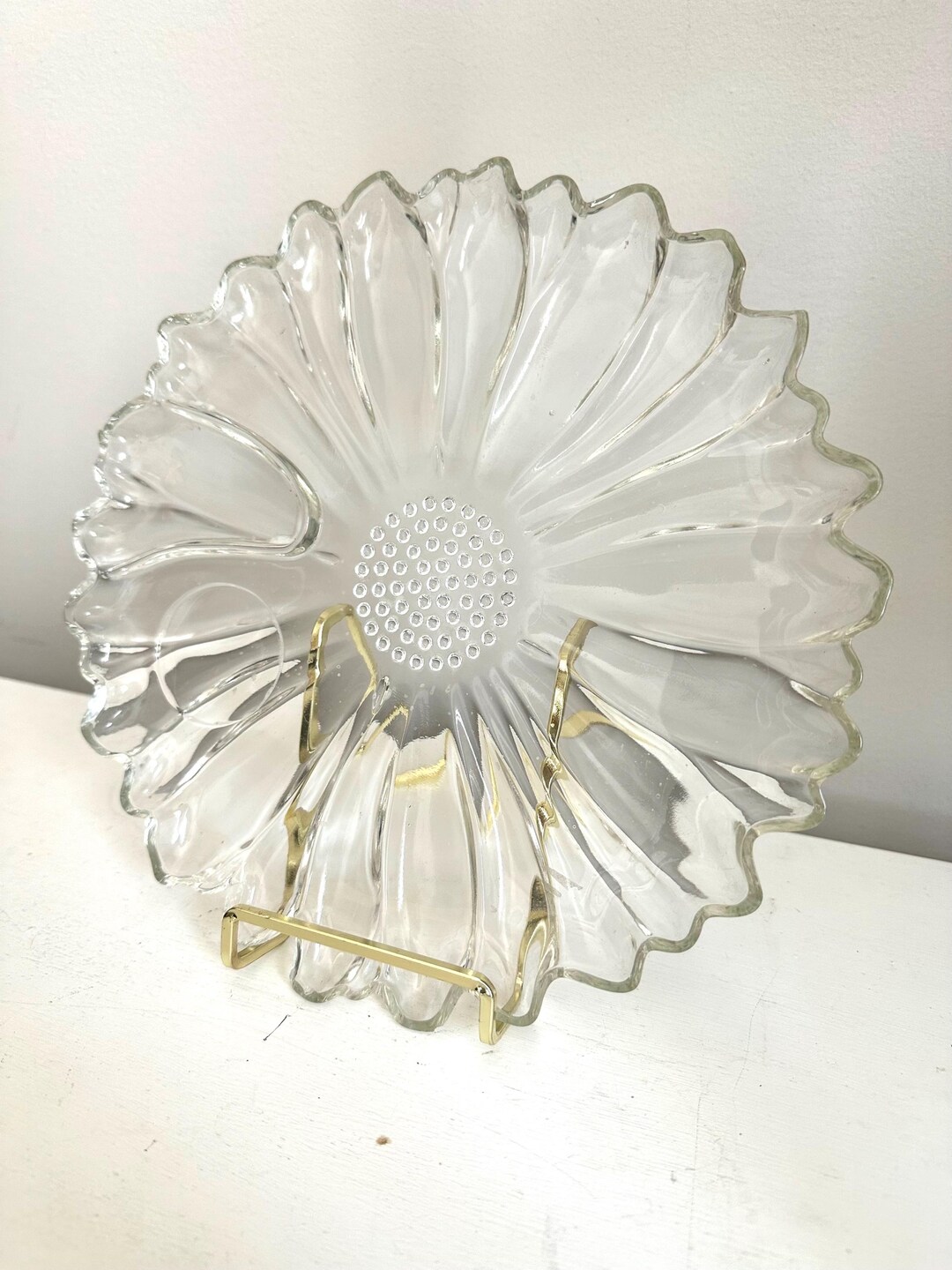 Vintage Glass Sunflower Luncheon Plate - Etsy