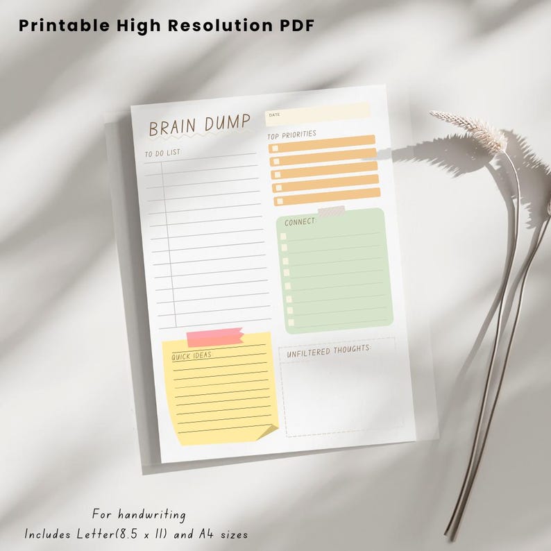 Brain Dump Planner: Printable, Fillable PDF & Canva Template (instant Download) - Etsy