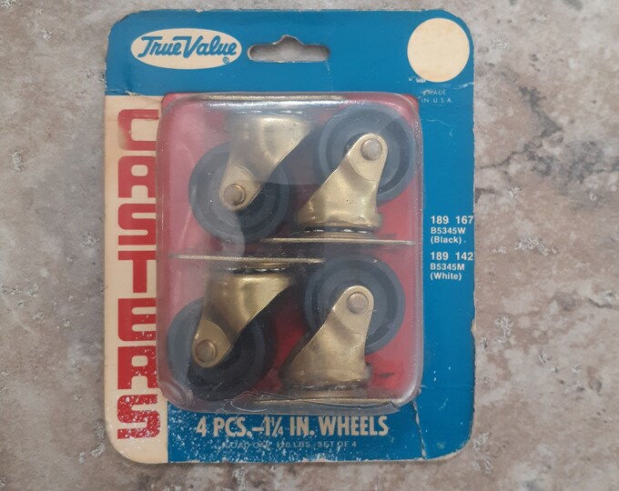 1980's / Casters / Set of Four (4) / 1 1/4" Wheels / Load Cap 120 Lbs ...