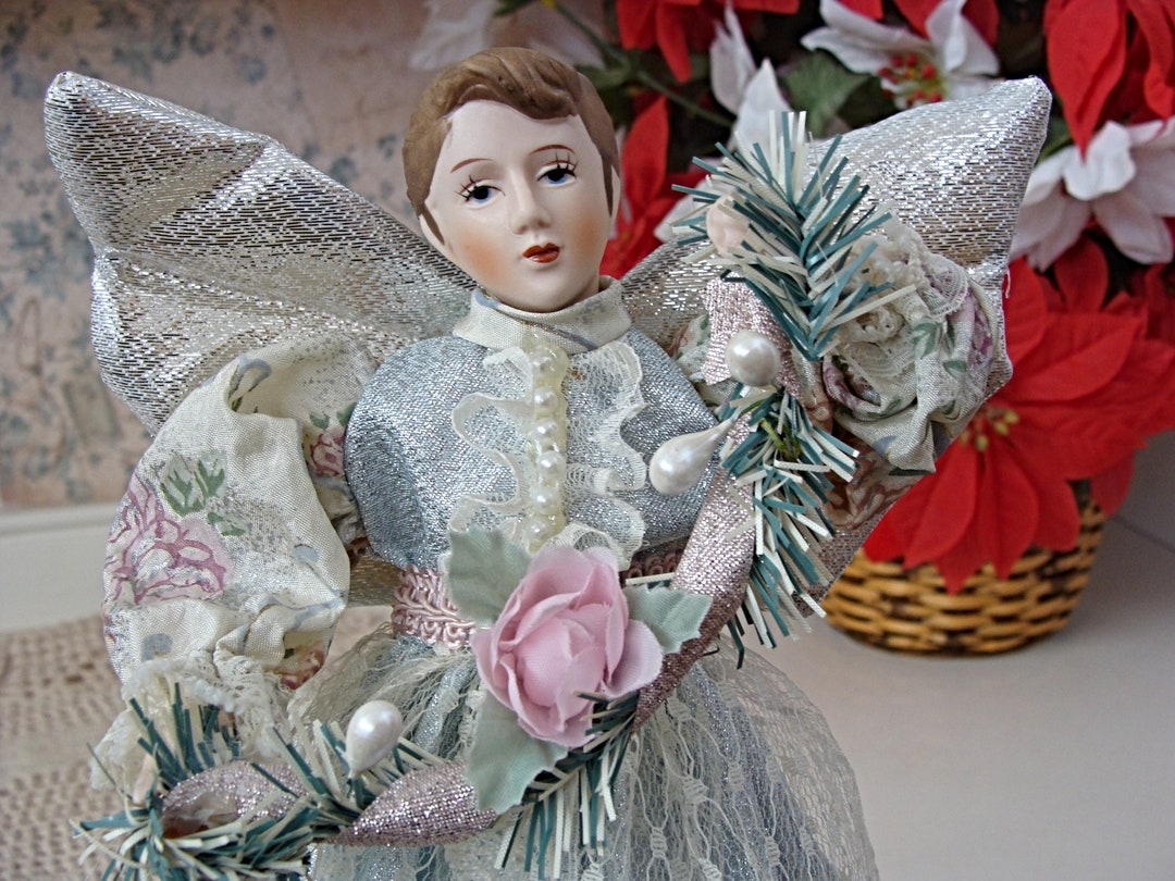 1980's / Victorian Style Angel Tree Topper / Vintage Christmas Decor ...