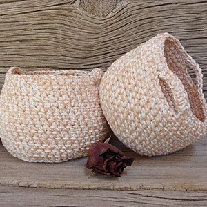 Two Baskets / Gift Basket Set / Handmade / 100% Cotton / Color: Peach ...