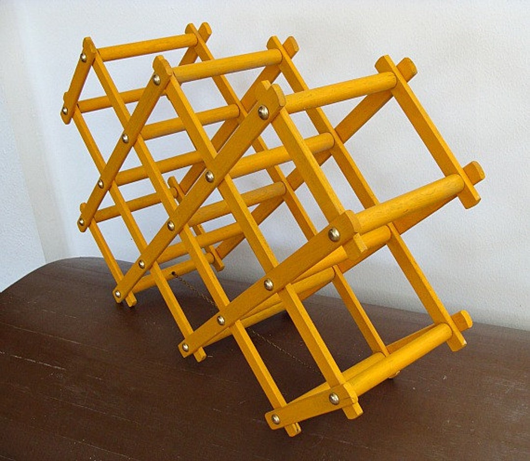 Vintage / Wine Rack / Expandable / Folding / Wood / Yellow Tone - Etsy