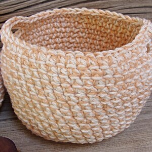 Two Baskets / Gift Basket Set / Handmade / 100% Cotton / Color: Peach ...