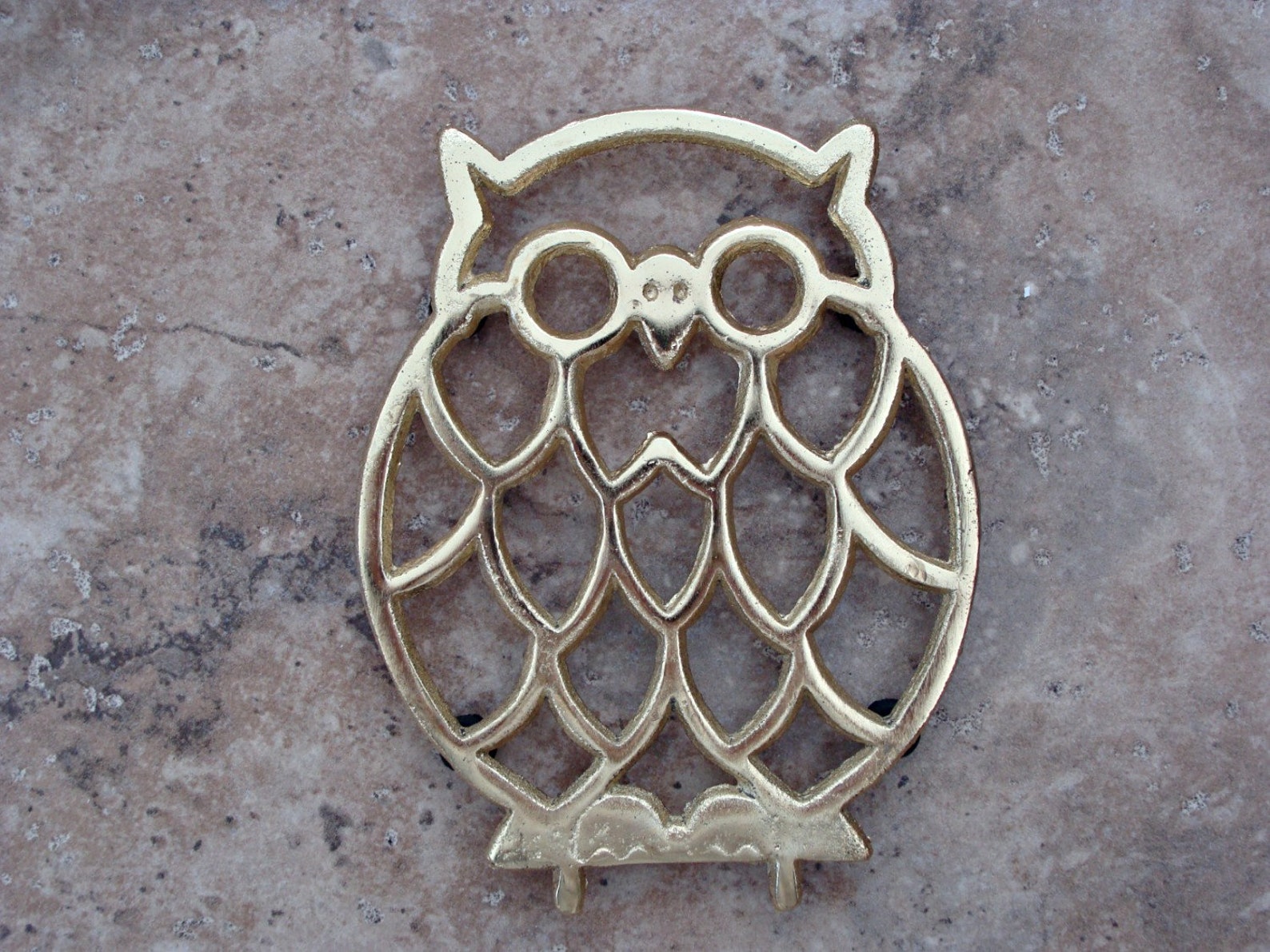 1970s / Owl Trivet / Gold Toned Finish / Cast Iron / Marked - Etsy