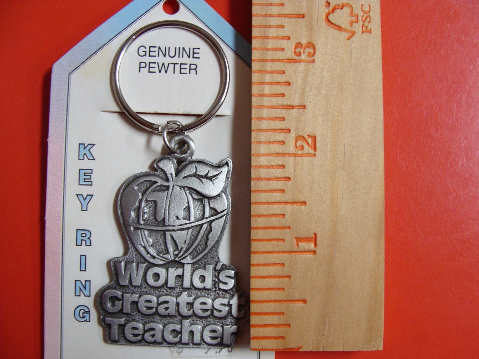 1995 / World's Greatest Teacher / Sherman / Key Ring / Genuine Pewter ...