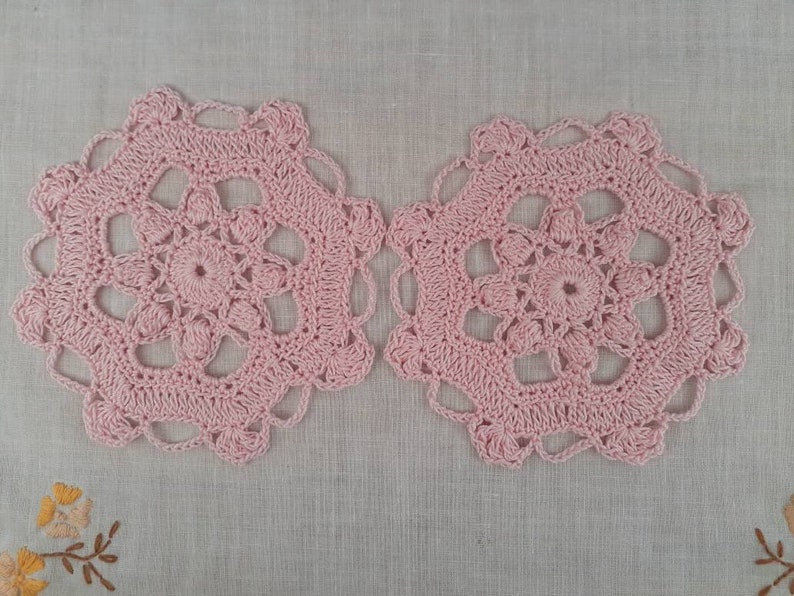 Two Little Pink Doilies / Handmade / Small Pink Doily / Crochet ...