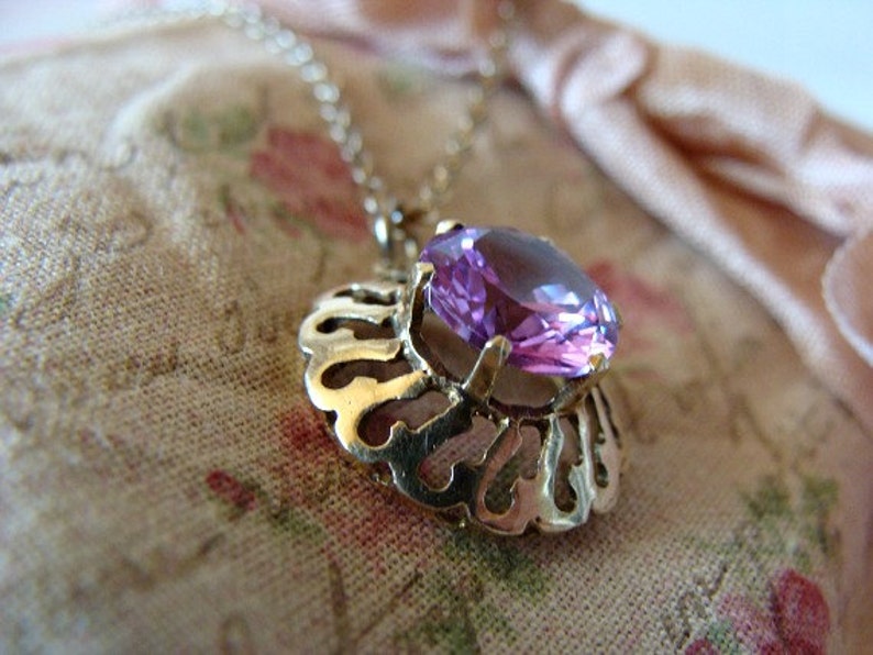 Vintage Necklace Purple Faux Amethyst | Etsy