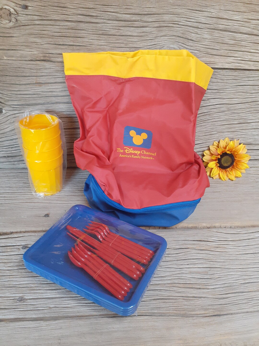1988 / the Disney Channel / Backpack Includes Sets of Four Yellow Cups ...