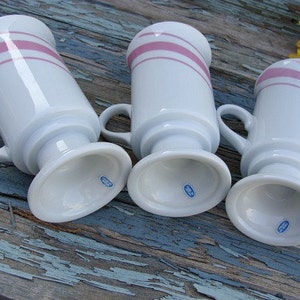 Pink Candy Striped Pedestal Mugs Set of 3 Made in Japan - Etsy