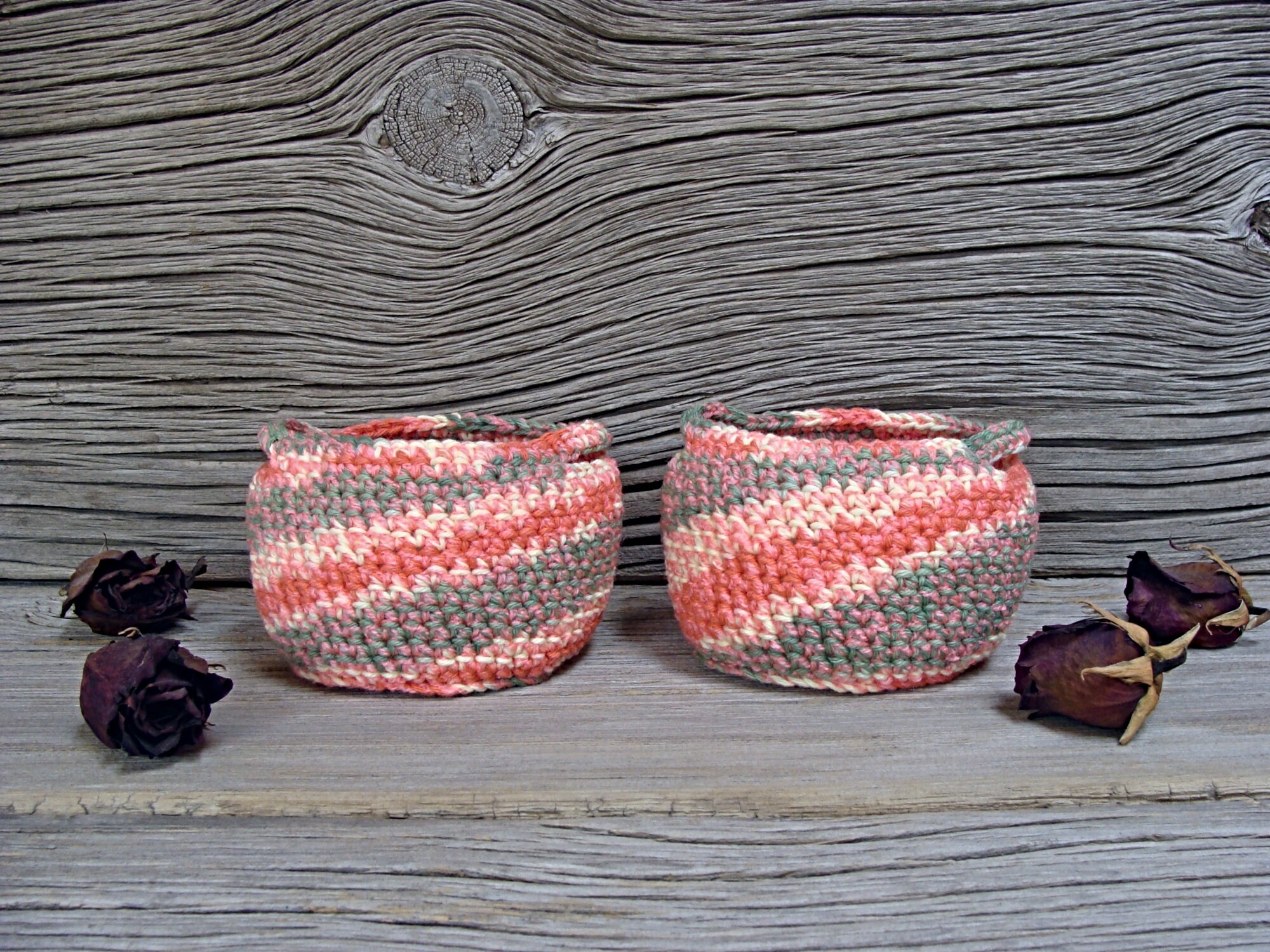 Two Multi-Color Baskets / Gift Basket Set / Handmade / Shades | Etsy