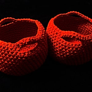 Two Matching Red Baskets / Gift Basket / Handmade / Storage / Crochet ...