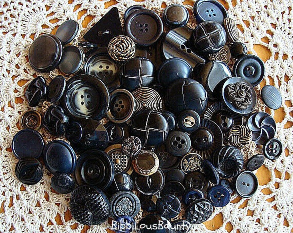 Vintage Buttons Various Sizes and Materials Black - Etsy