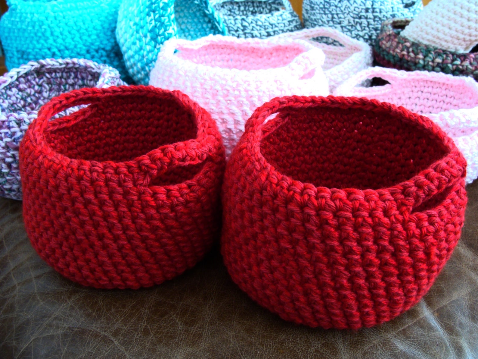 Two Matching Red Baskets / Gift Basket / Handmade / Storage / - Etsy