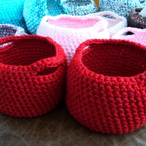 Two Matching Red Baskets / Gift Basket / Handmade / Storage / Crochet ...