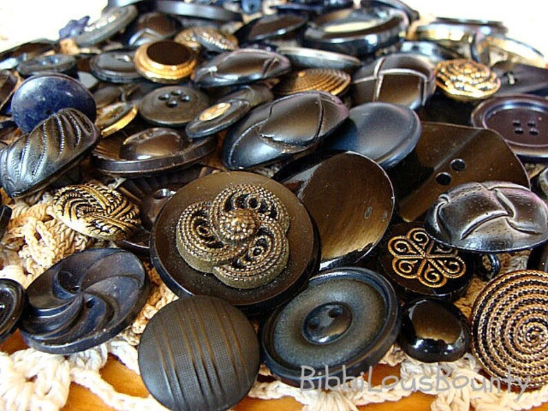 Vintage Buttons Various Sizes and Materials Black - Etsy