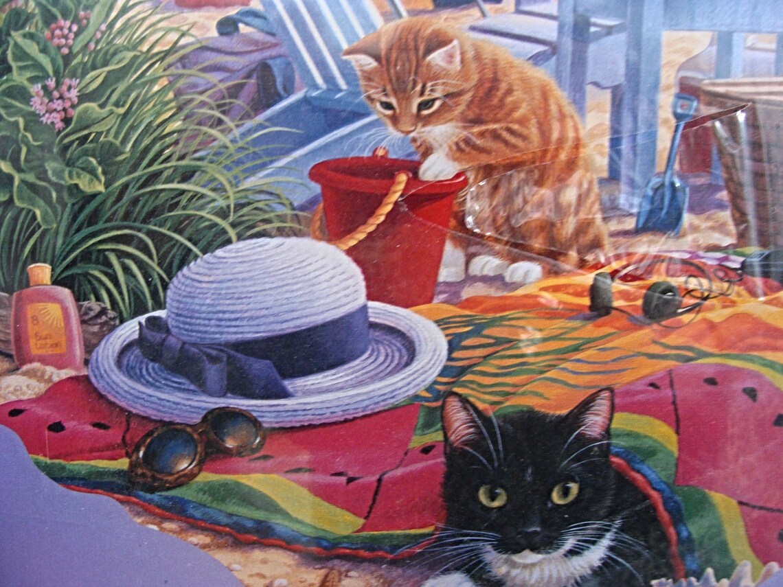 1998 / Cats for All Seasons / Sandy Paws / Shell Shaped Puzzle Super ...
