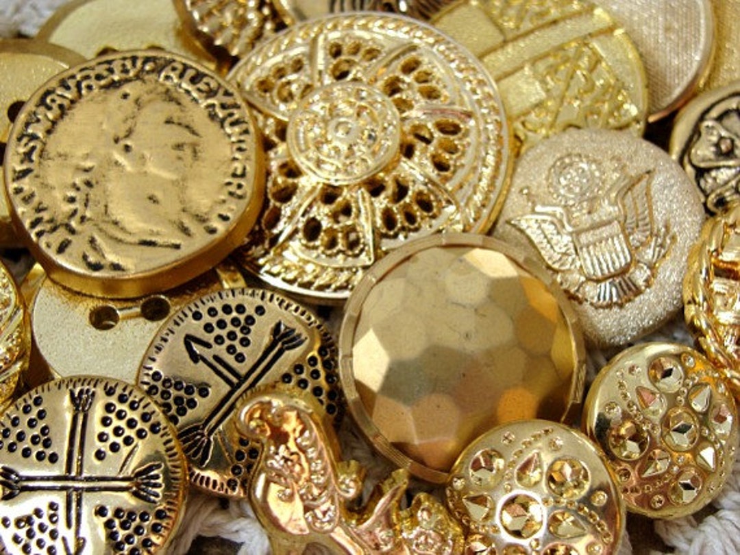 26 Shiny Gold Toned Button Supply Destash - Etsy