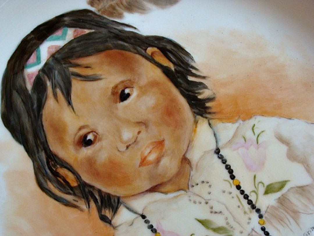 Vintage ~ Decor ~ Plate ~ Child ~ Face ~ Hand Painted ~ Signed by ...