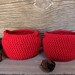 Two Matching Red Baskets / Gift Basket / Handmade / Storage / Crochet ...