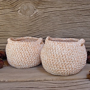 Two Baskets / Gift Basket Set / Handmade / 100% Cotton / Color: Peach ...
