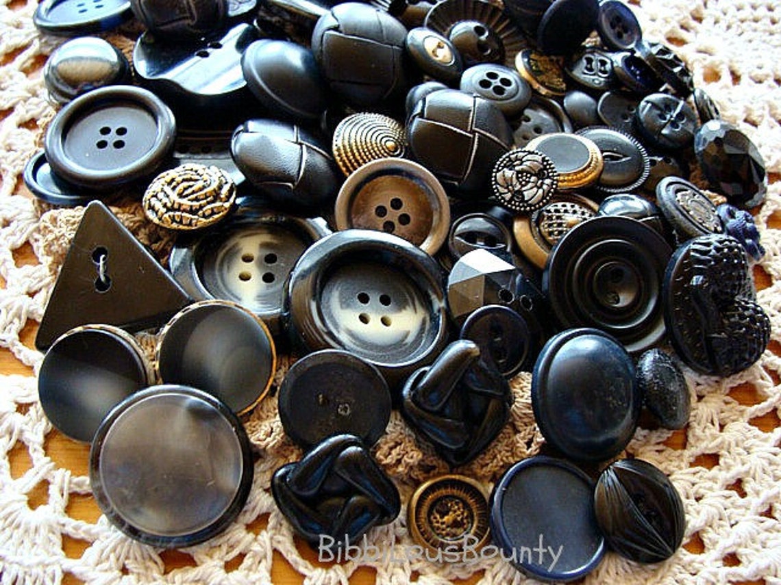 Vintage Buttons Various Sizes and Materials Black - Etsy