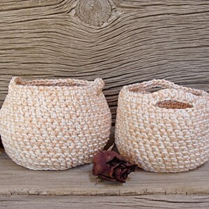 Two Baskets / Gift Basket Set / Handmade / 100% Cotton / Color: Peach ...