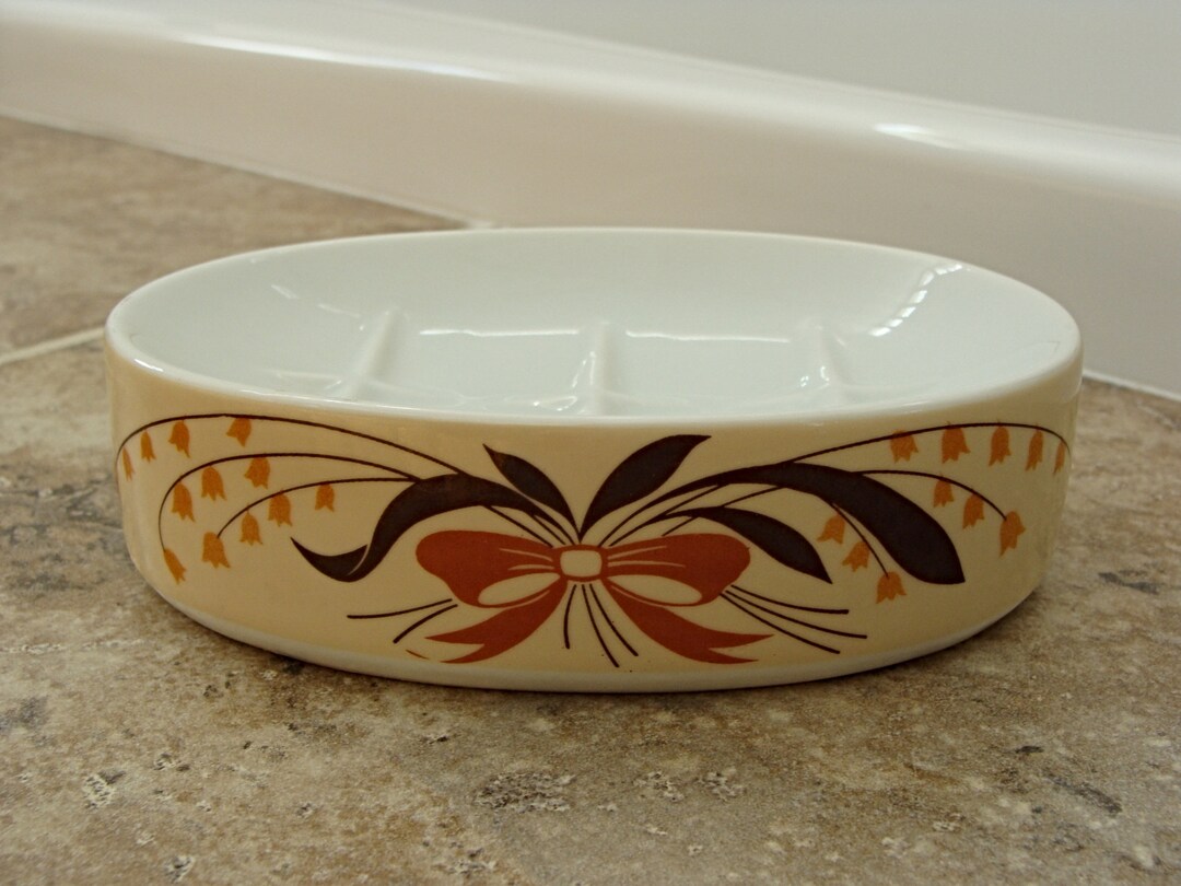 Vintage / Lefton China / Soap Dish / Floral / Hand Painted Bow and Bell ...