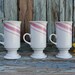 Pink Candy Striped Pedestal Mugs Set of 3 Made in Japan - Etsy