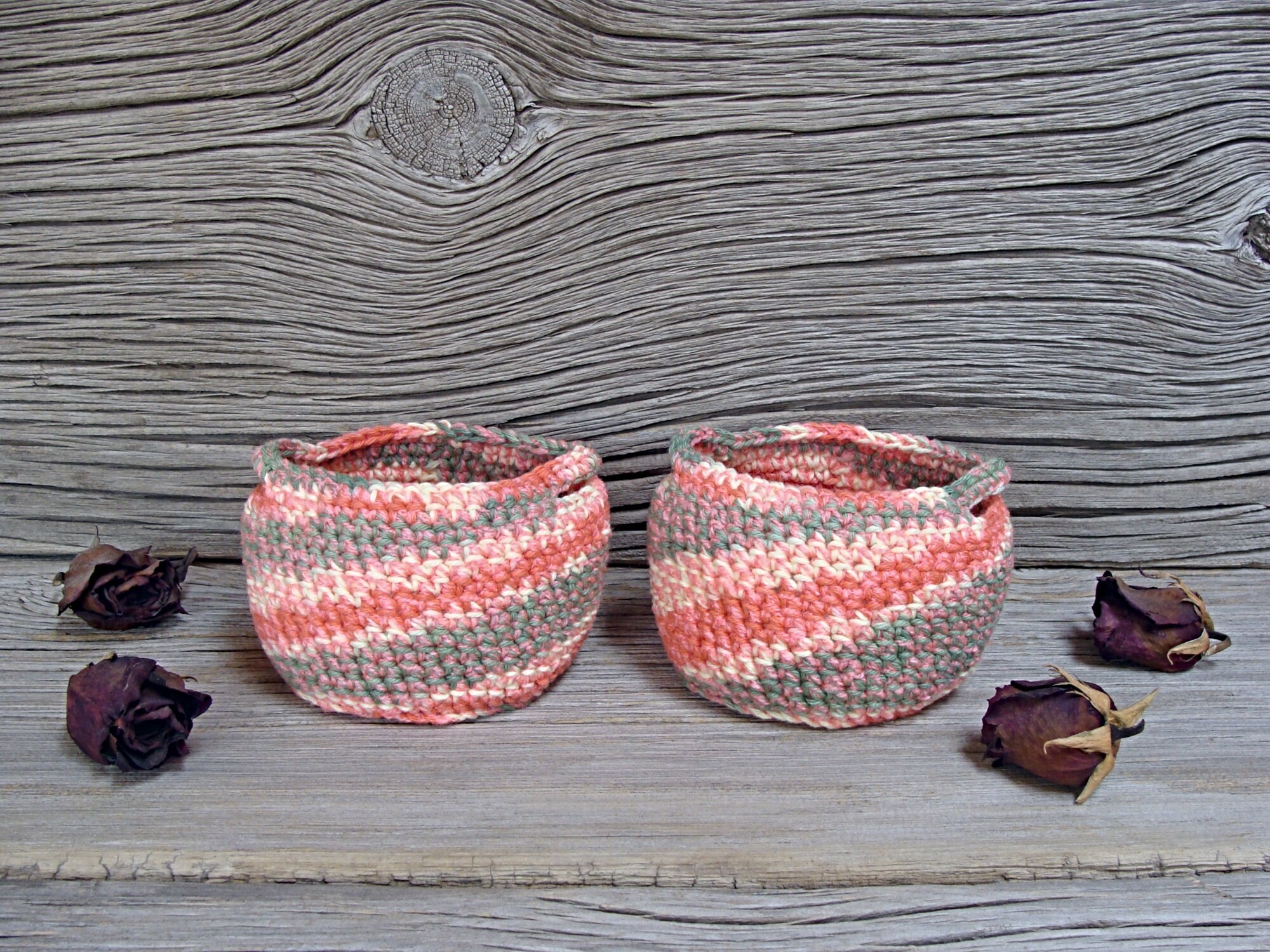 Two Multi-Color Baskets / Gift Basket Set / Handmade / Shades | Etsy