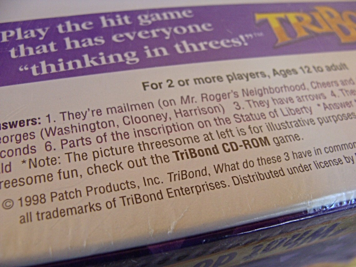 1998 / TRIBOND / Board Game / Diamond Edition / All New Questions ...