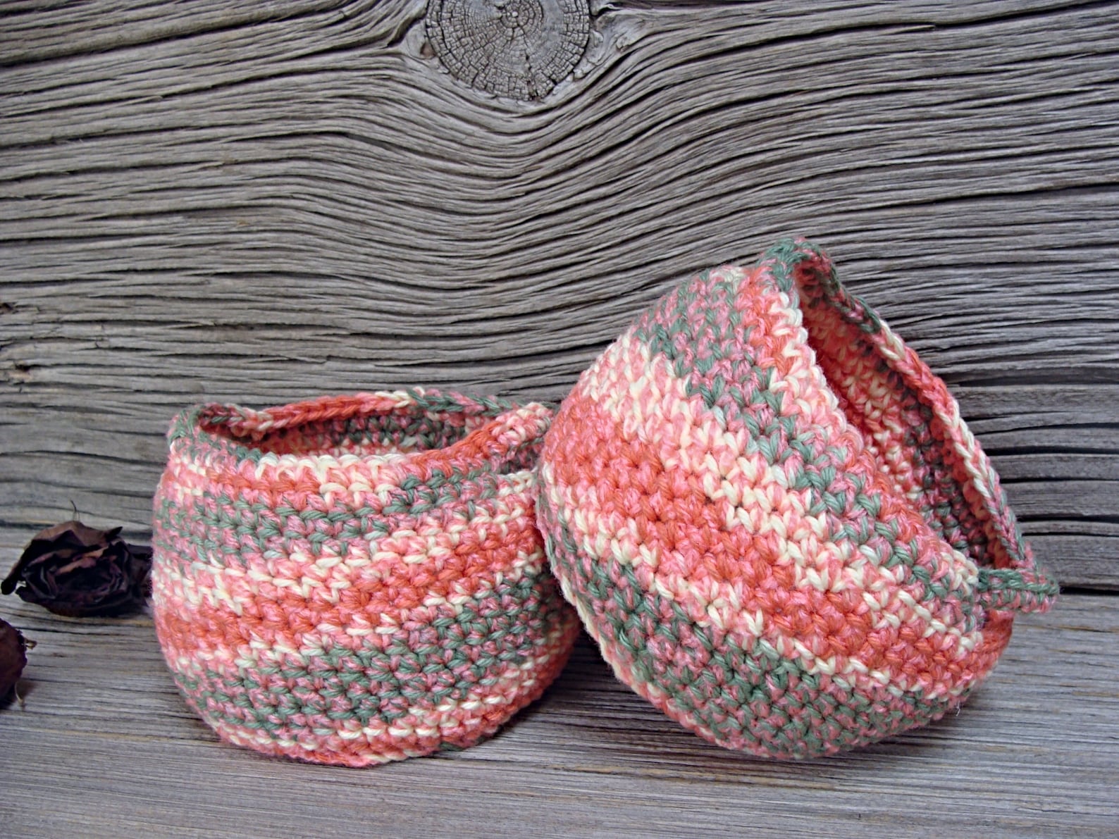 Two Multi-color Baskets / Gift Basket Set / Handmade / Shades - Etsy
