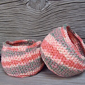 Two Multi-color Baskets / Gift Basket Set / Handmade / Shades of Pink ...