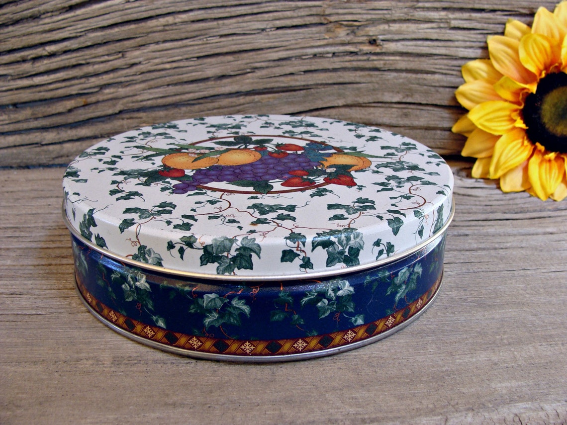 Vintage / Tin / Fruit / Green Ivy / Round / Small / 6 - Etsy