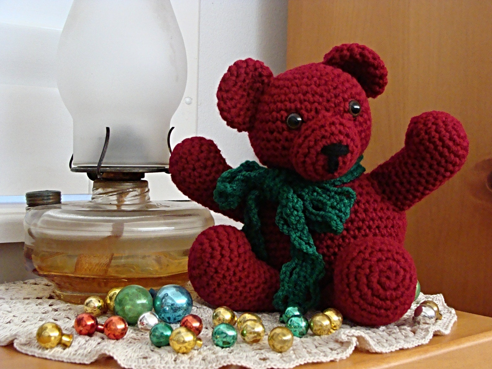 Teddy Bear / Handmade Christmas Bear / Crochet / Red maroon - Etsy