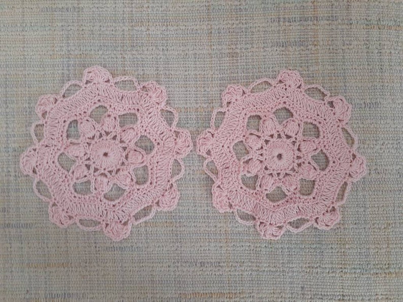 Two Little Pink Doilies / Handmade / Small Pink Doily / Crochet ...