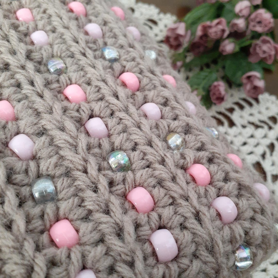 Crochet Weighted Blanket / Pony Bead Blankets / Fawn Beige / Beaded ...