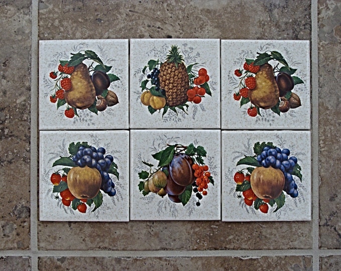 1970s / Vintage / Vegetable & Fruit Tiles / Set of Six (6) Dal-tile ...
