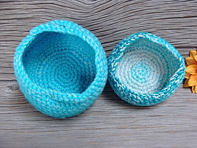 Two Baskets / Gift Basket Set / Handmade / Colors Turquoise - Etsy
