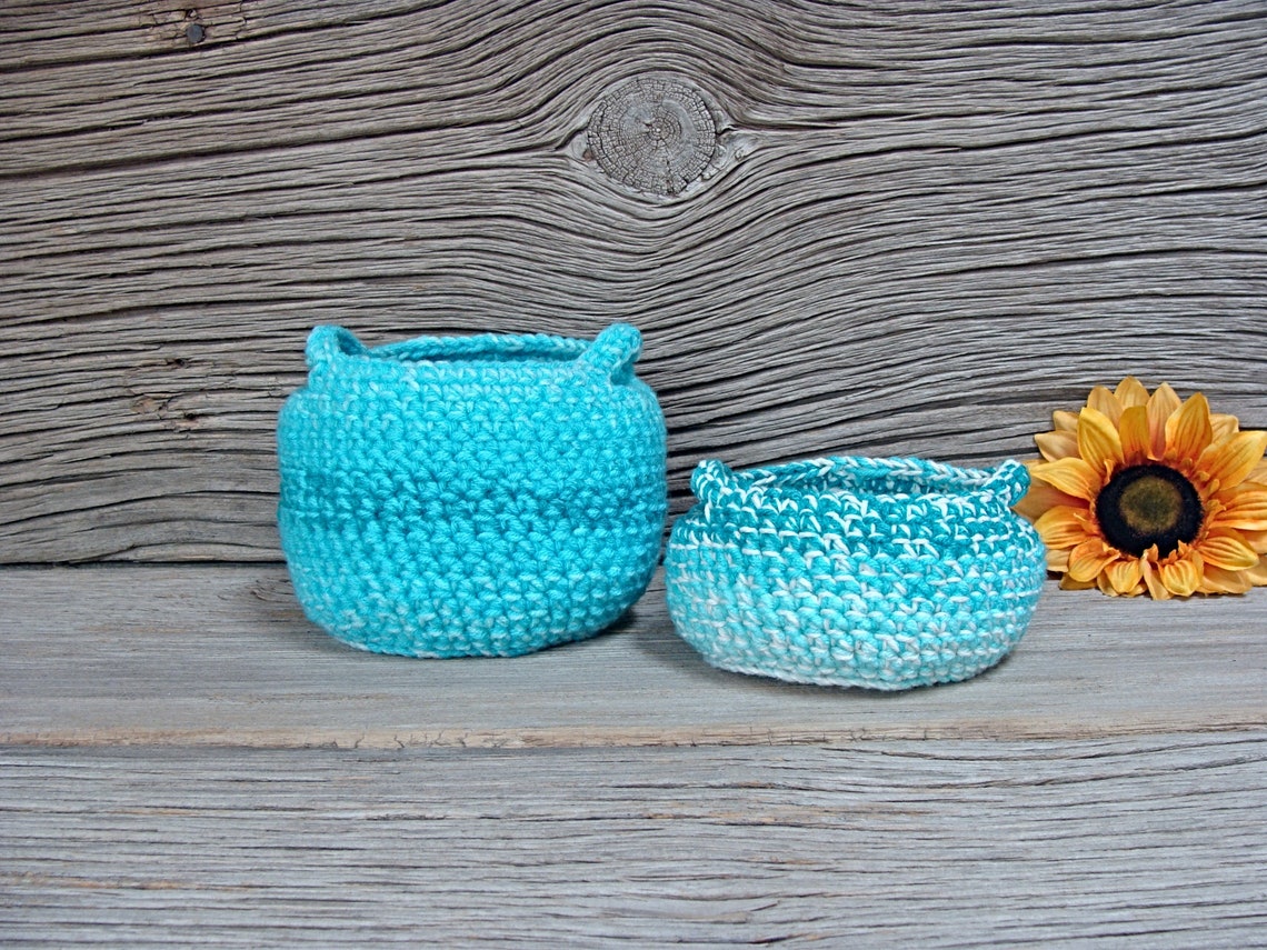 Two Baskets / Gift Basket Set / Handmade / Colors Turquoise - Etsy