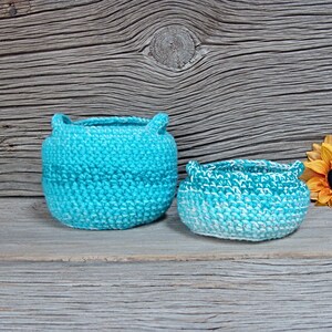 Two Baskets / Gift Basket Set / Handmade / Colors Turquoise, Teal ...