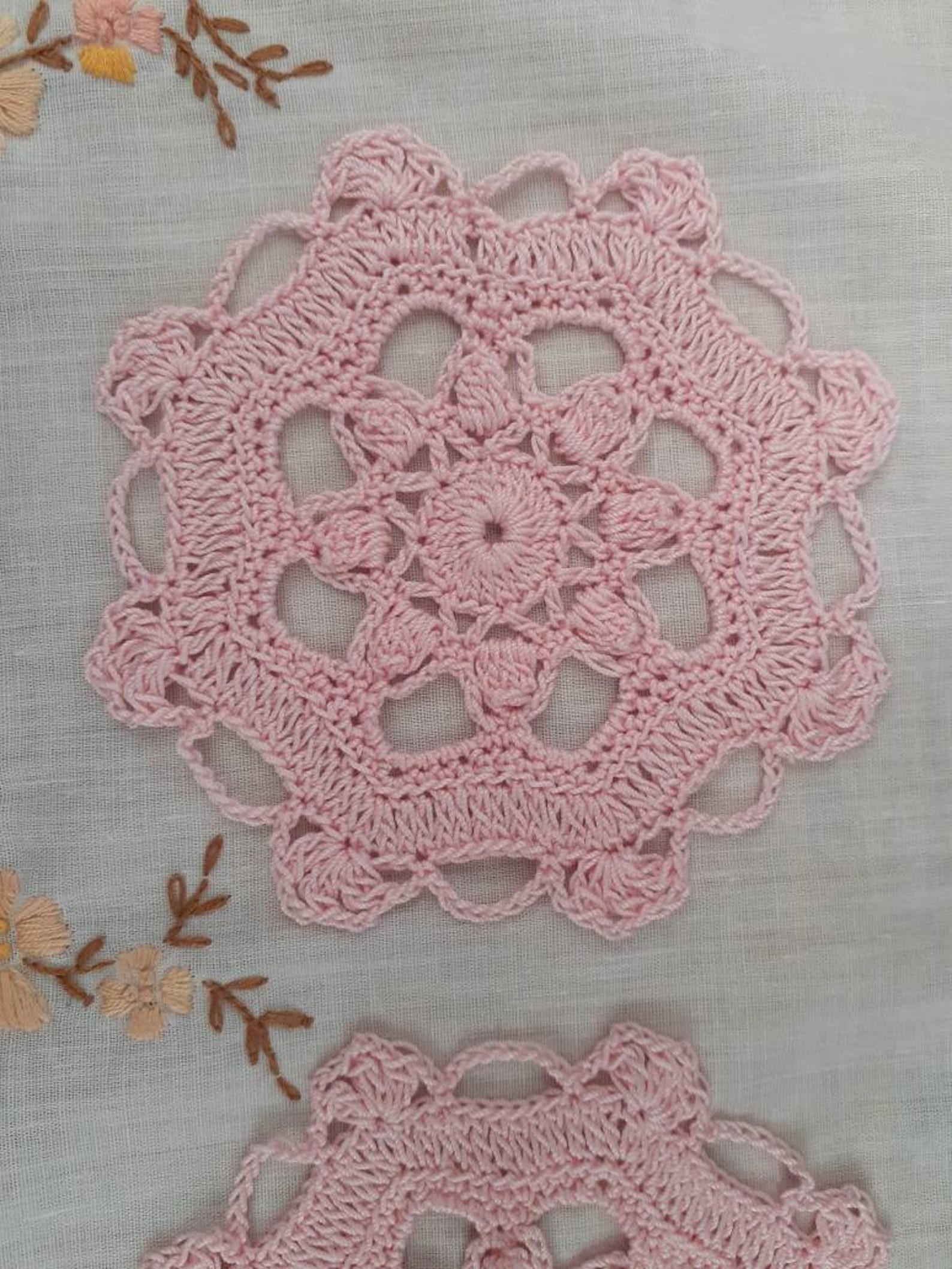 Two Little Pink Doilies / Handmade / Small Pink Doily / Crochet ...
