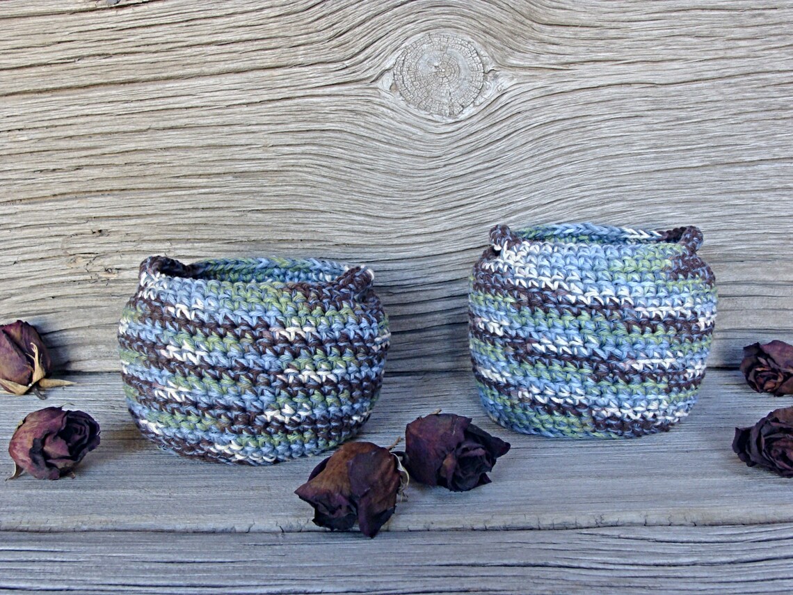 Two Baskets / Gift Basket Set / Handmade / Shades of Blue | Etsy