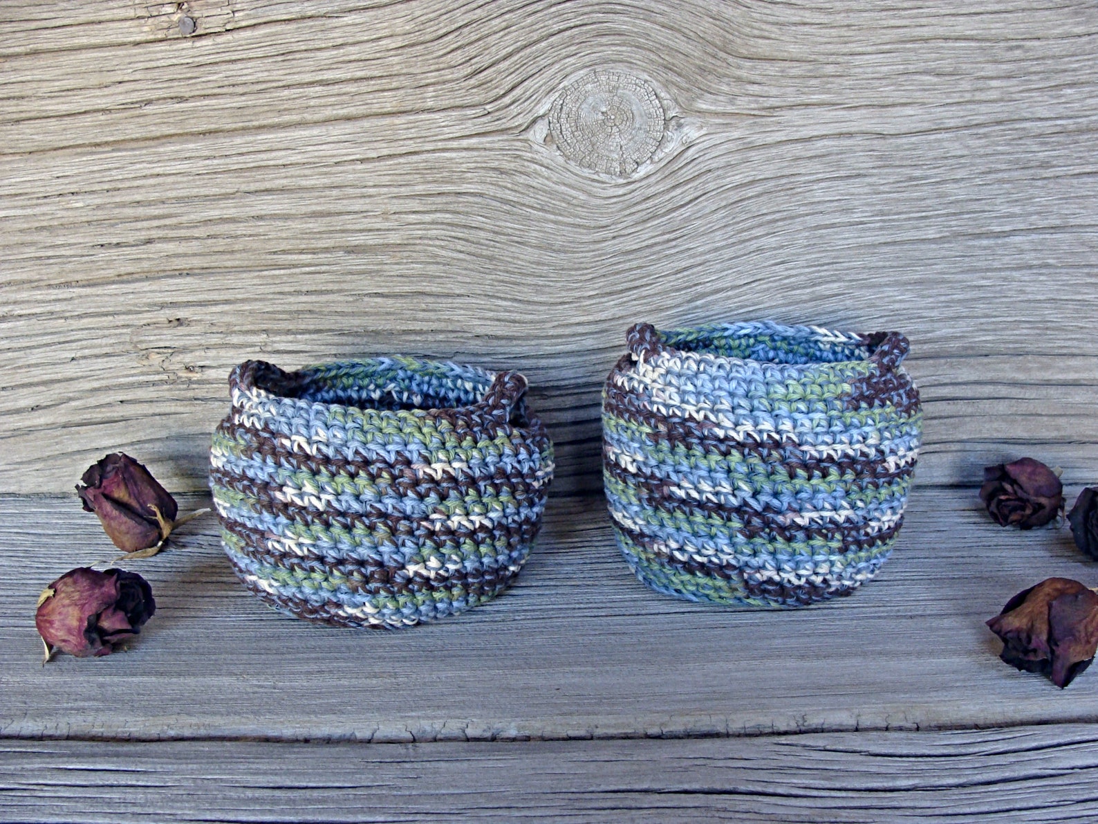 Two Baskets / Gift Basket Set / Handmade / Shades of Blue | Etsy