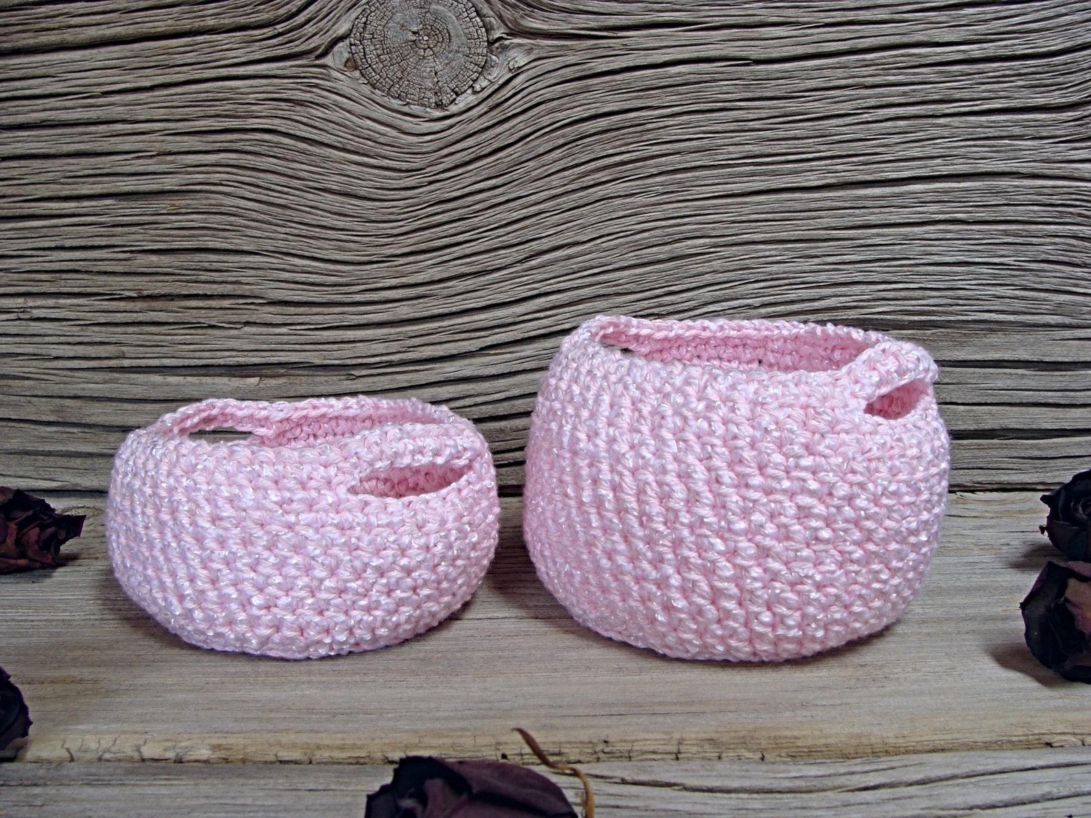 Two Baskets / Gift Basket Set / Handmade / Color: Pastel Pink - Etsy