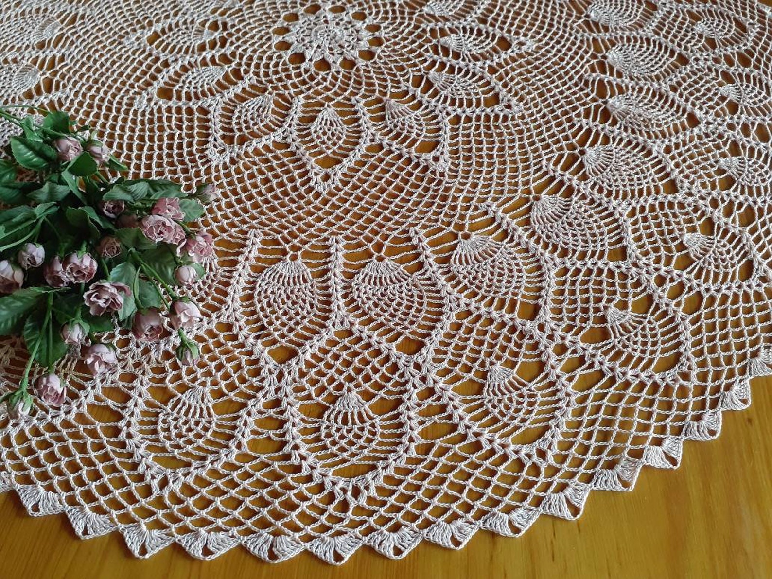 BABY PINK / 33 Round Doily / Handmade / Baby Shower / - Etsy
