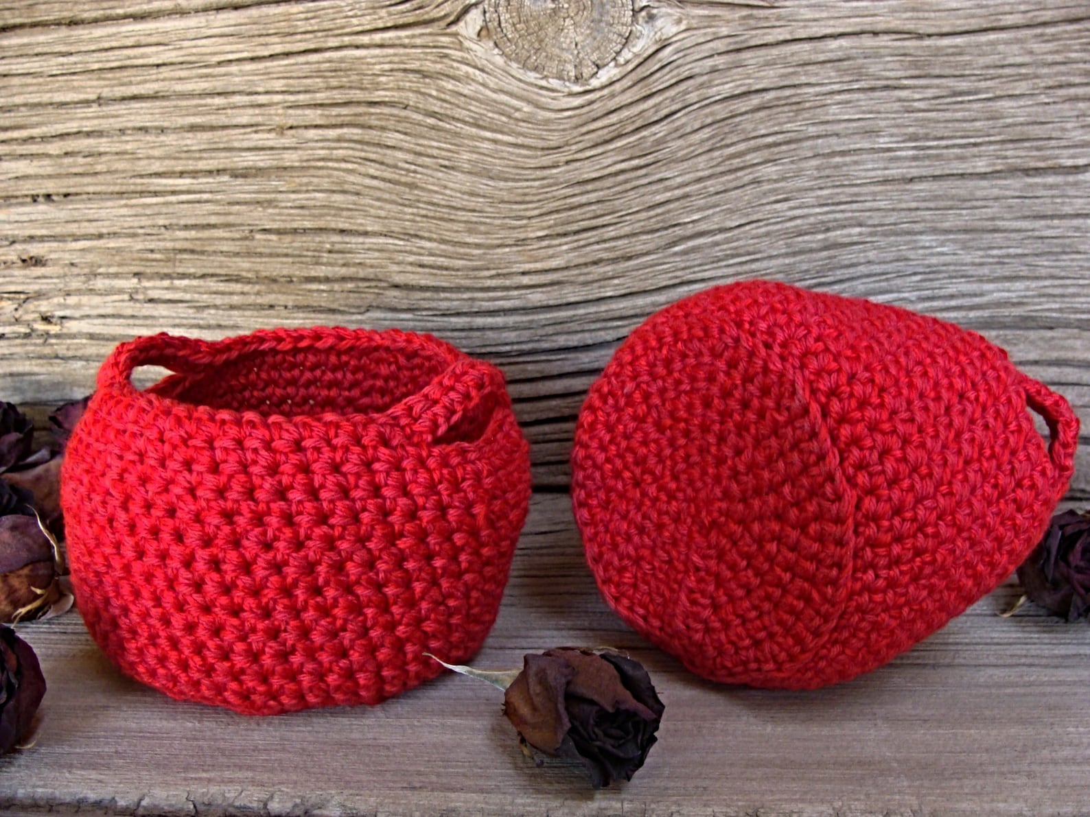 Two Matching Red Baskets / Gift Basket / Handmade / Storage / - Etsy