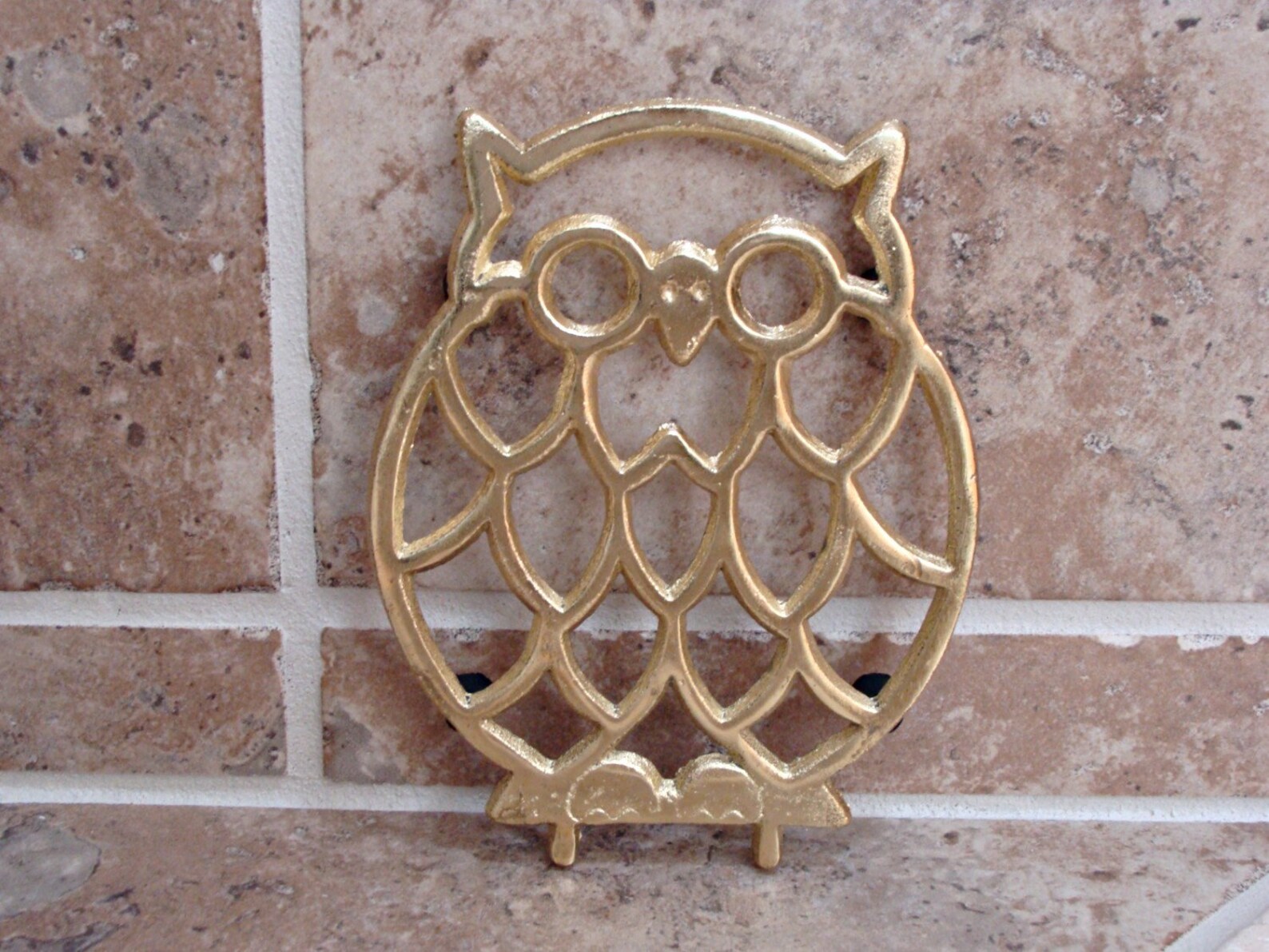 1970s / Owl Trivet / Gold Toned Finish / Cast Iron / Marked - Etsy