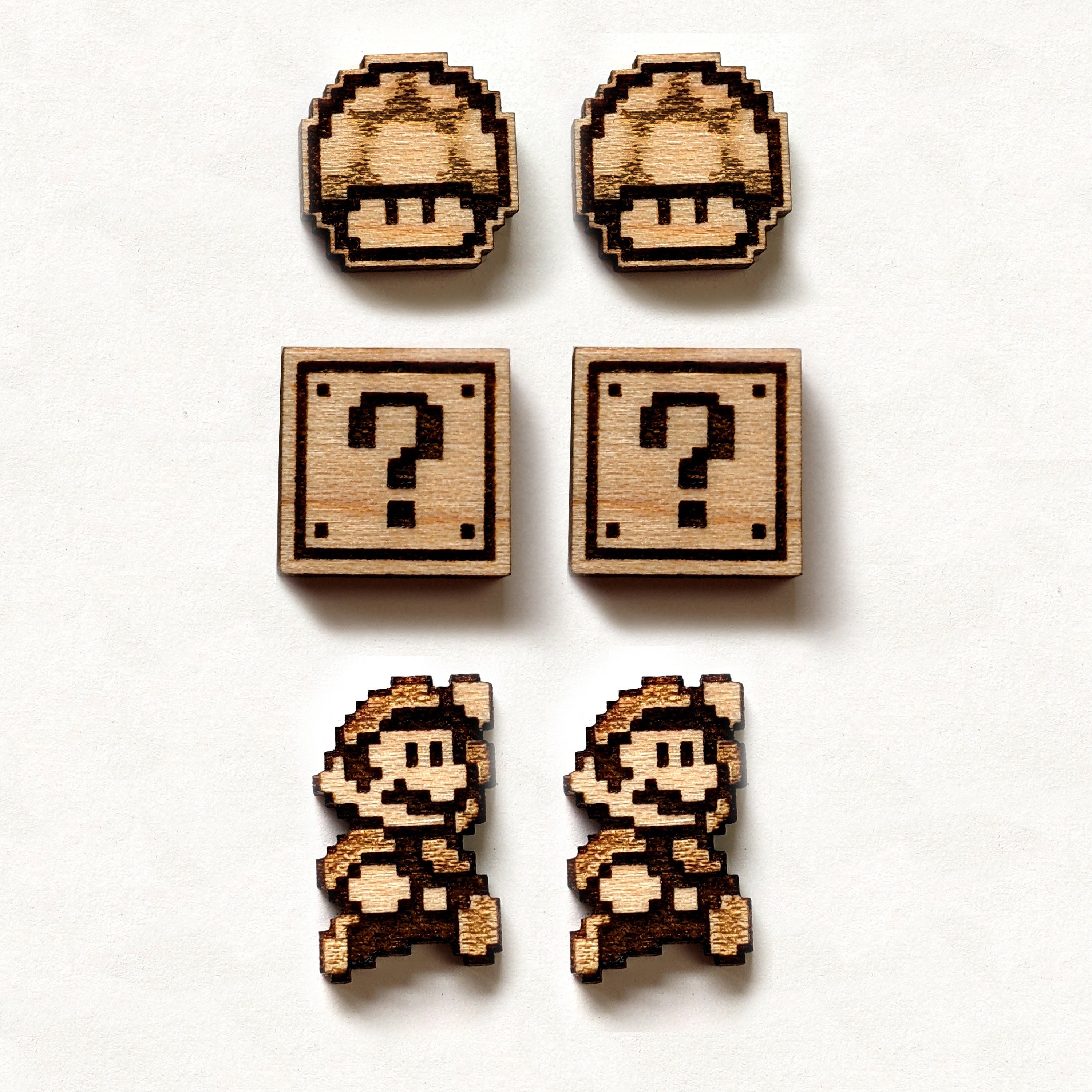 Mario / Mushroom / Question Mark Stud Earrings - Etsy